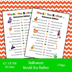 Halloween Would You Rather Printable for Kids, This or That Fun Silly ...