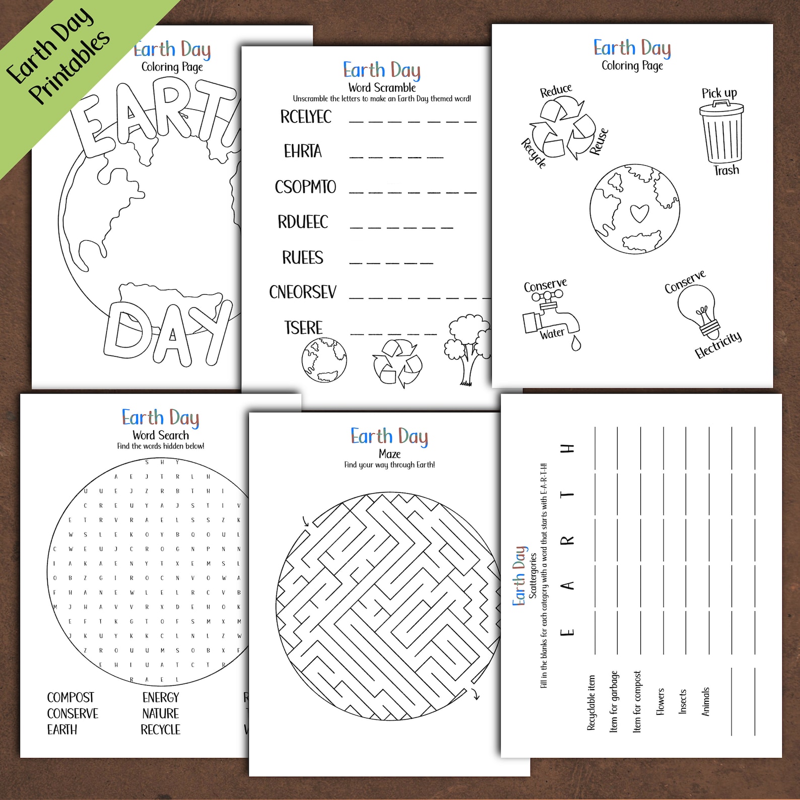 Earth Day Activity and Coloring Pack Printable for Kids | Earth Day ...