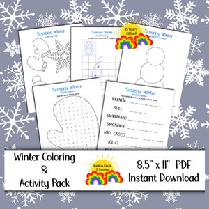 Winter Coloring and Activity Pack for Kids Kids Coloring - Etsy
