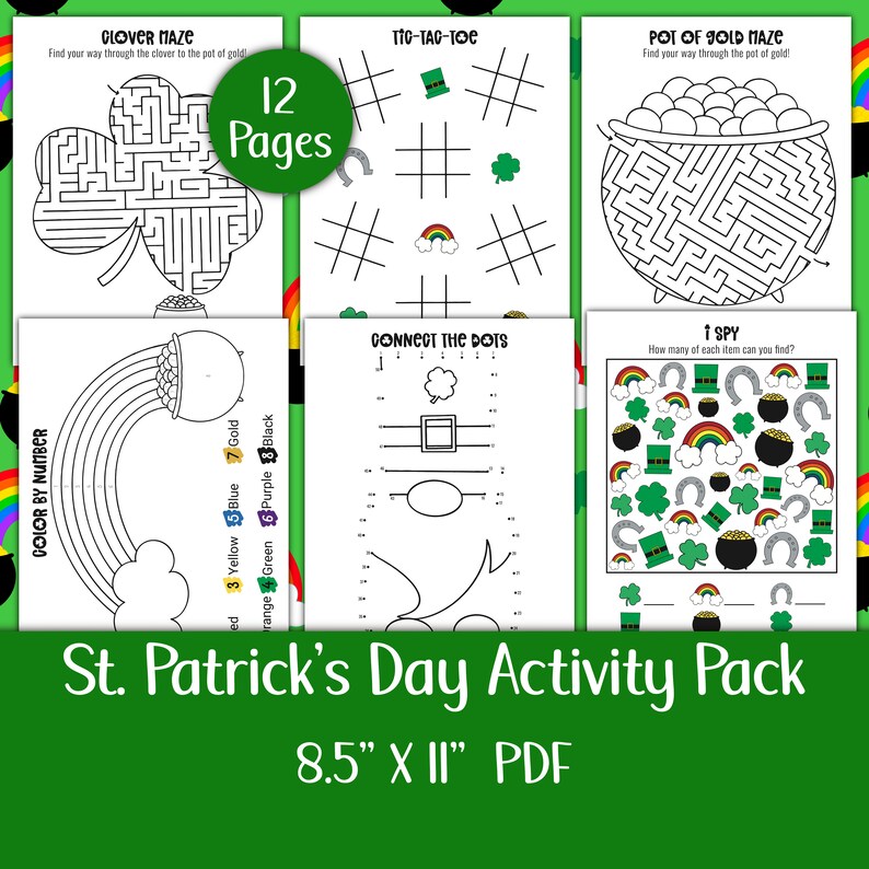 St. Patrick's Day Activity Pack for Kids, Printable Activity Sheets for ...
