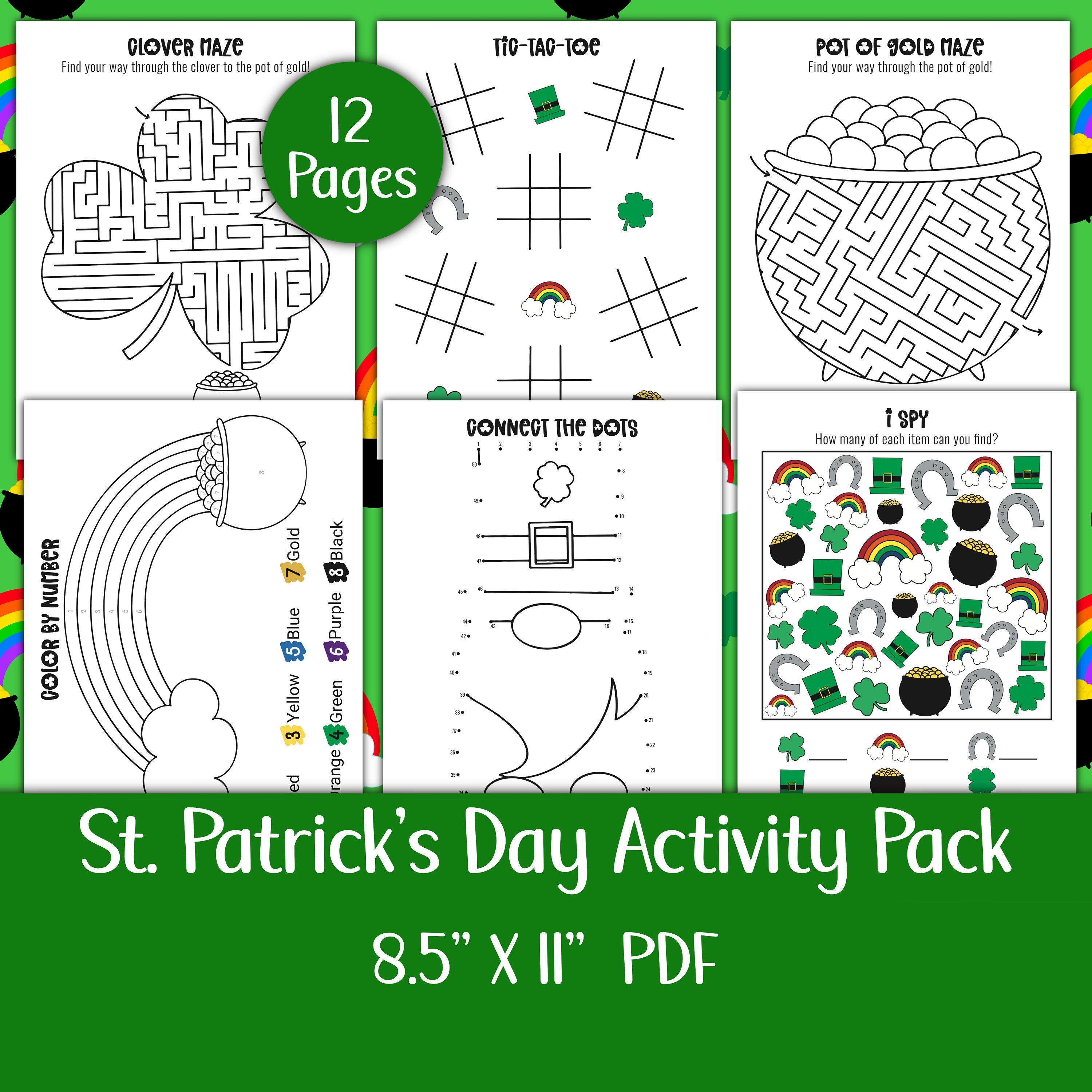 St. Patrick's Day Activity Pack for Kids, Printable Activity Sheets for ...