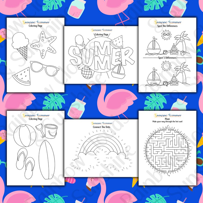 Summer Coloring and Activity Pack for Kids, Kids Digital Coloring Pages ...