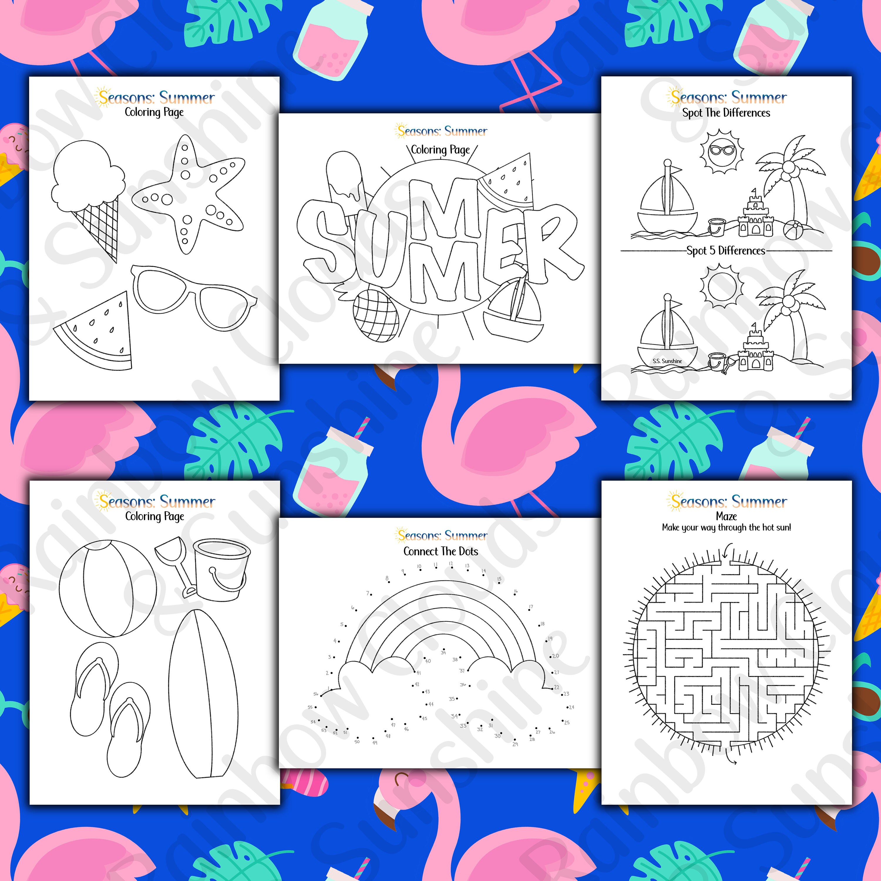 Summer Coloring and Activity Pack for Kids, Kids Digital Coloring Pages ...