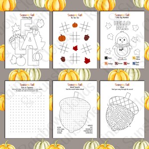Fall Coloring and Activity Pack for Kids Autumn Printable - Etsy