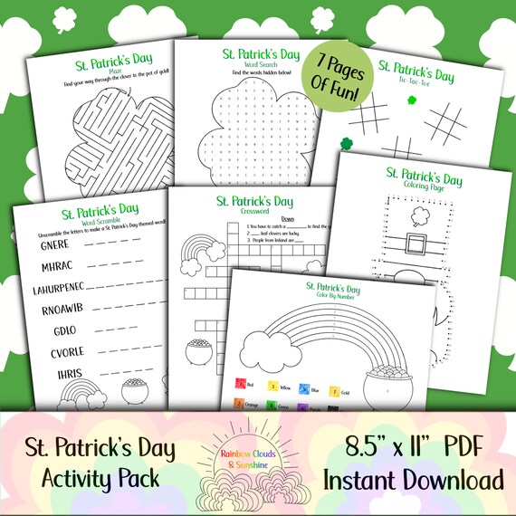 St. Patrick's Day Activity Pack for Kids Printable | Etsy