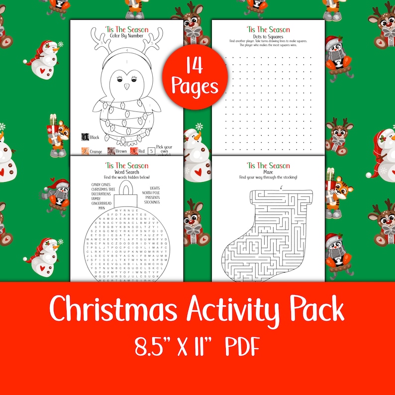 Christmas Activity Pack Printable for Kids Fun Holiday - Etsy