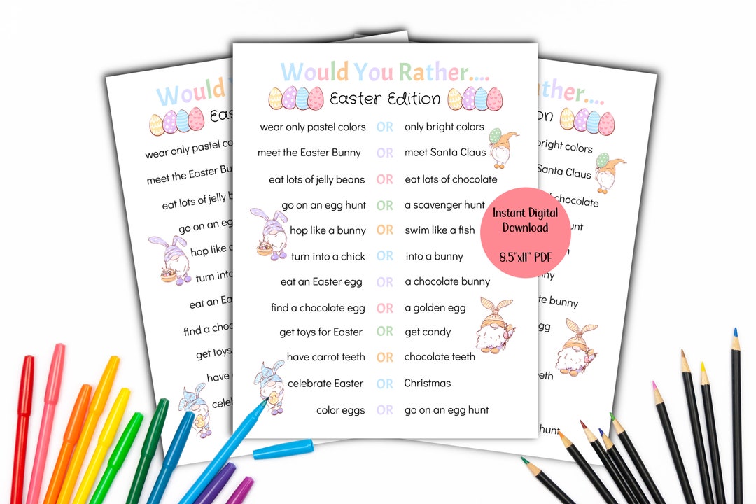 Easter Would You Rather Printable for Kids, This or That Classroom ...