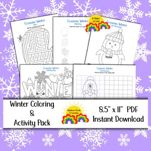Winter Coloring and Activity Pack for Kids Kids Coloring - Etsy