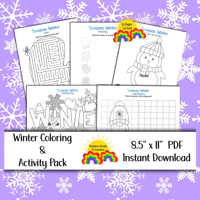 Winter Coloring and Activity Pack for Kids Kids Coloring - Etsy