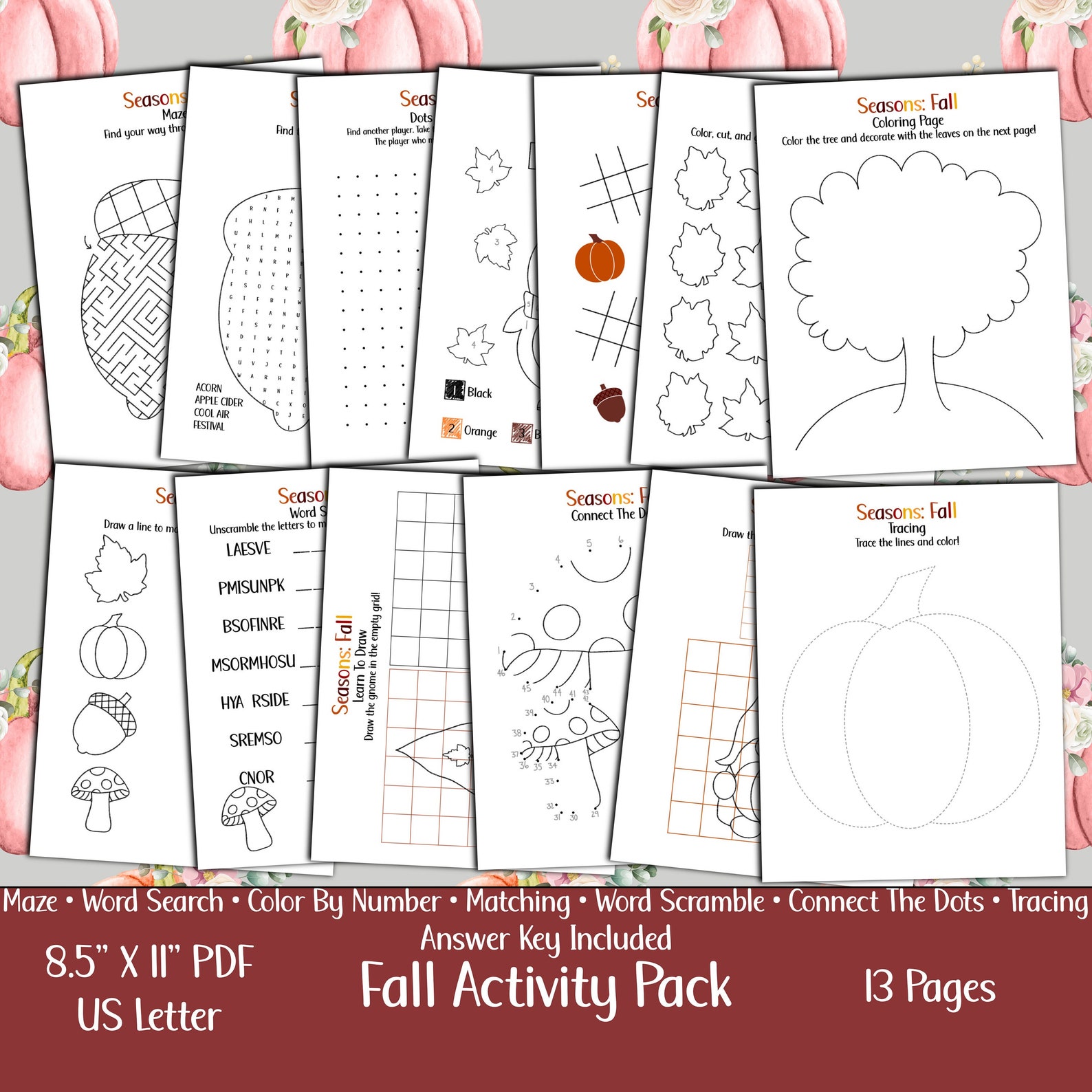 Fall Activity Pack for Kids Printable Activities for Kids - Etsy