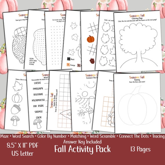 Fall Activity Pack for Kids Printable Activities for Kids - Etsy
