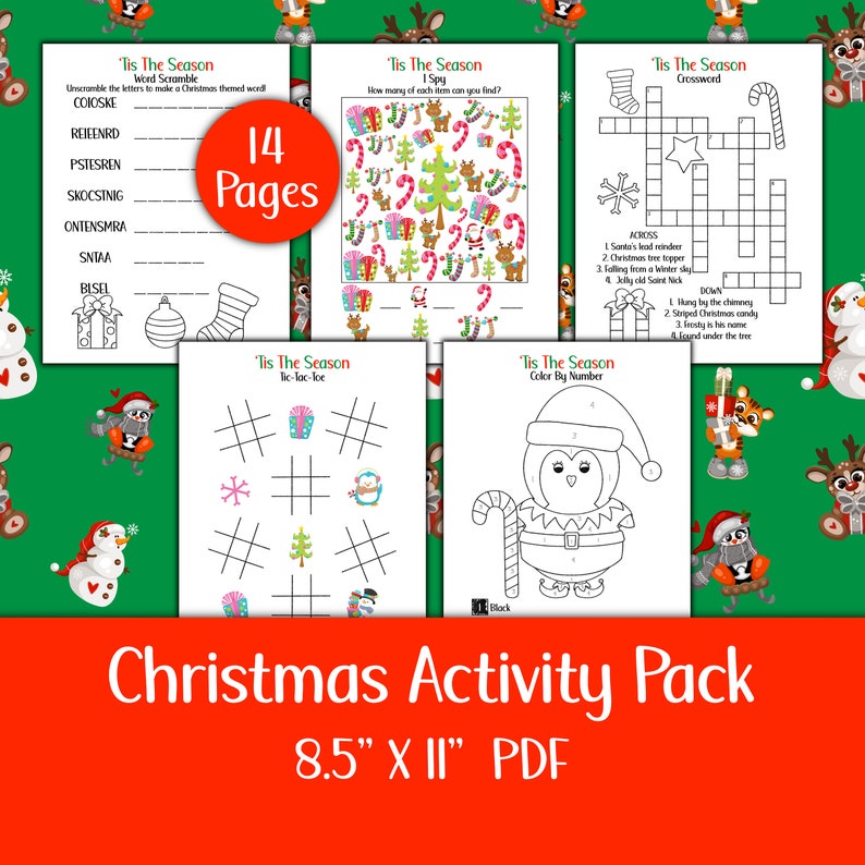 Christmas Activity Pack Printable for Kids Fun Holiday - Etsy