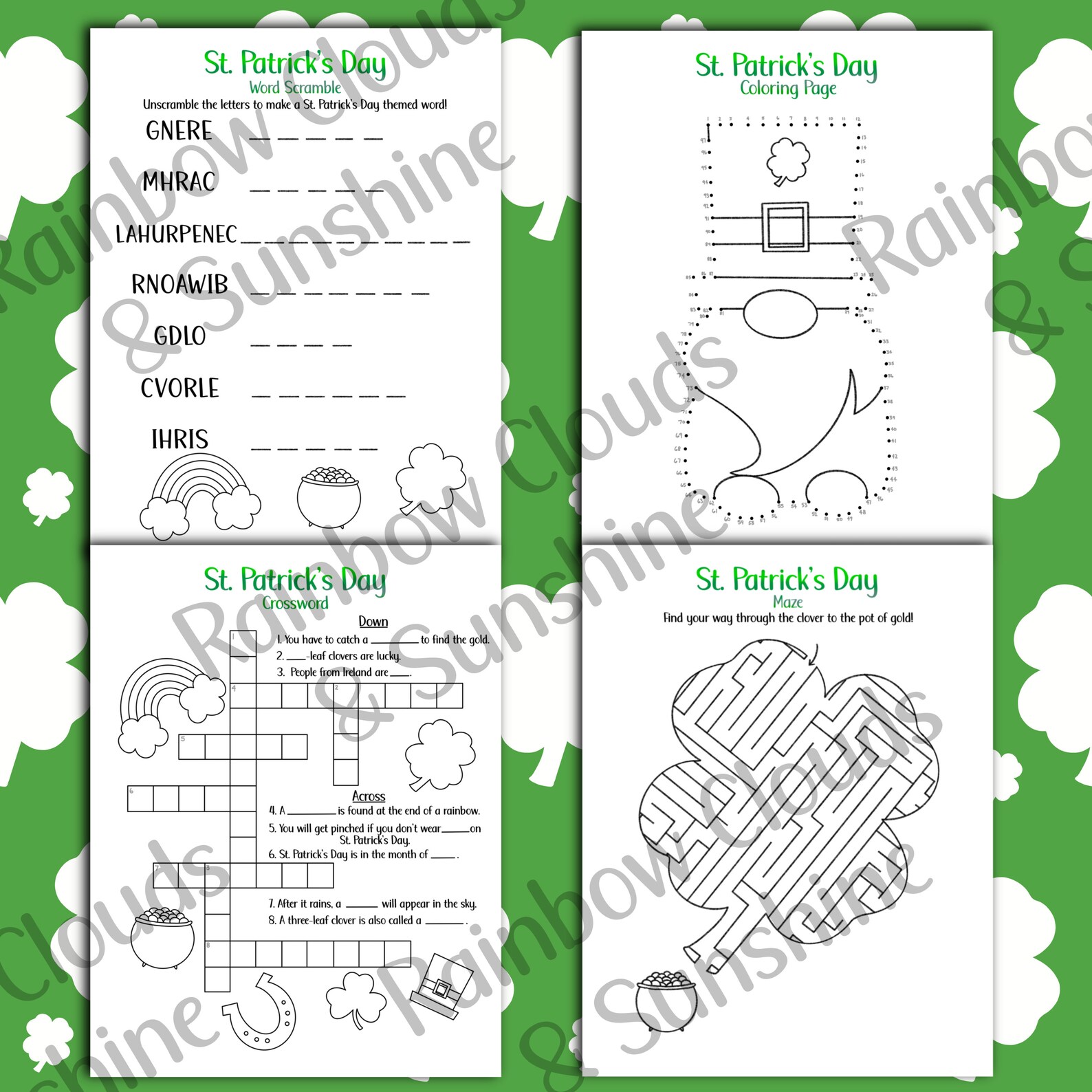 St. Patrick's Day Activity Pack for Kids Printable | Etsy