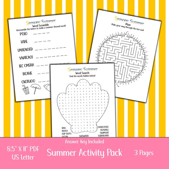 Summer Printable Mini Activity Pack for Kids Sunshine Maze | Etsy
