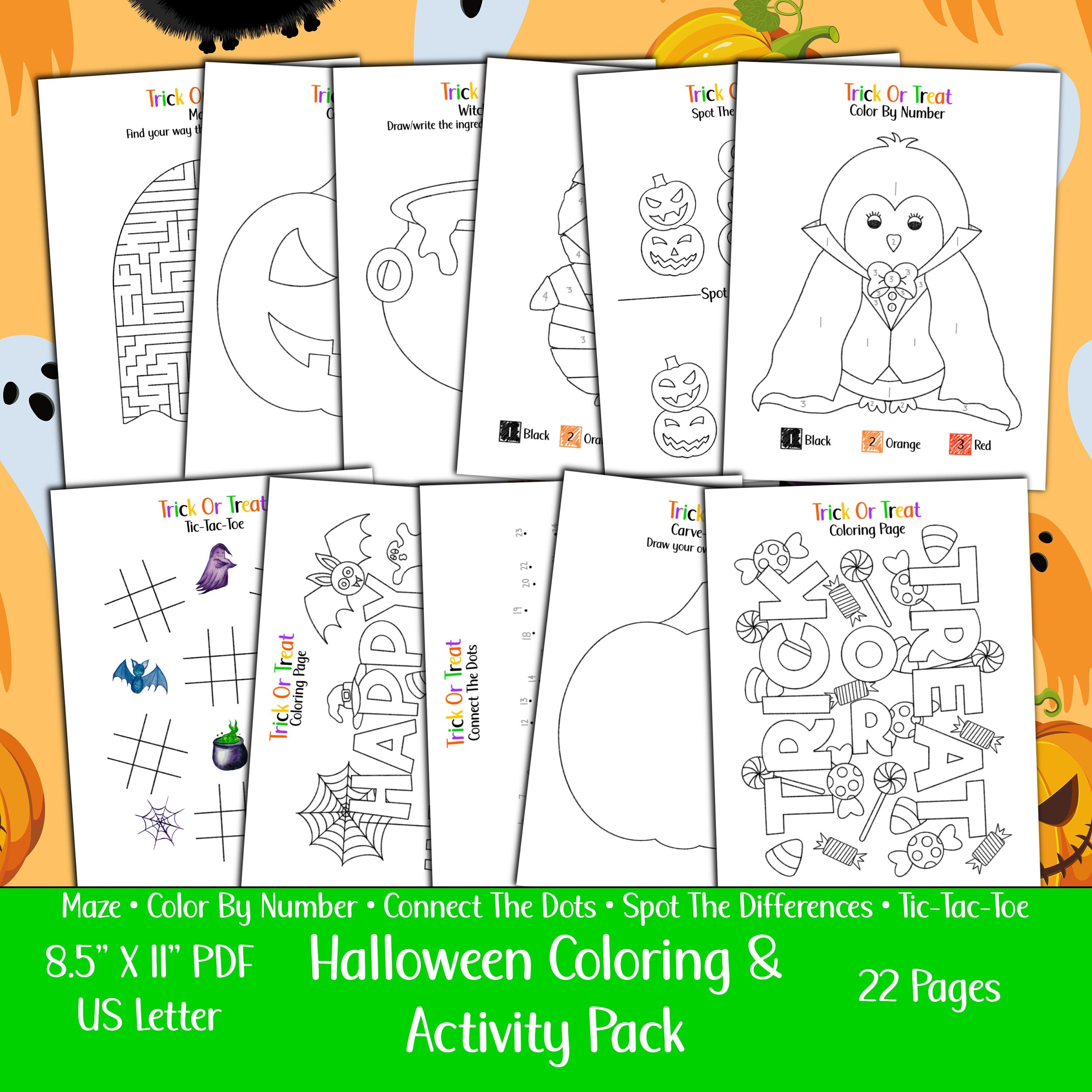 Halloween Coloring and Activity Pack for Kids Halloween Printable PDF ...