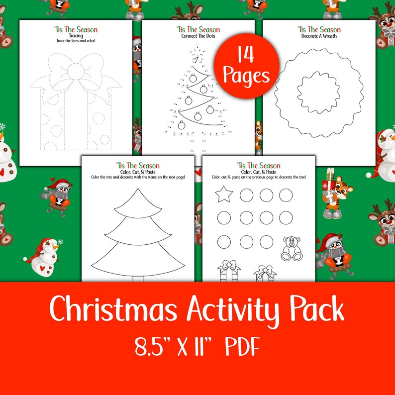 Christmas Activity Pack Printable for Kids Fun Holiday - Etsy