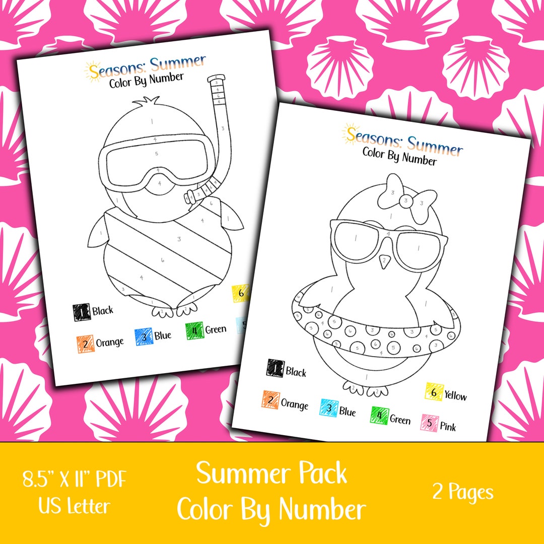 Summer Color by Number PDF for Kids | Summer Hand Drawn Coloring Pages ...
