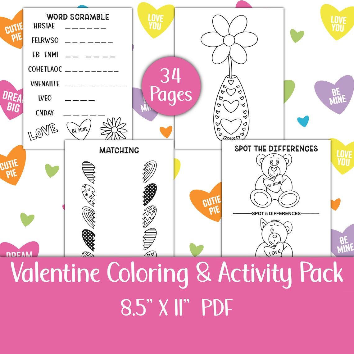 Valentine's Day Coloring and Activities for Kids, Printable Classroom ...