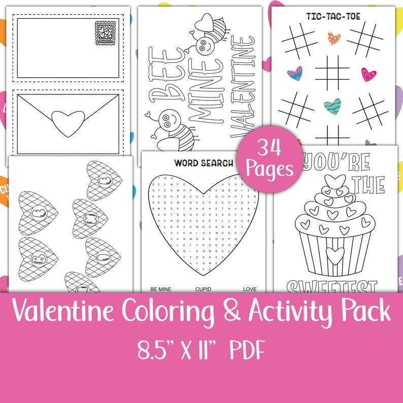 Valentine's Day Coloring and Activities for Kids, Printable Classroom ...