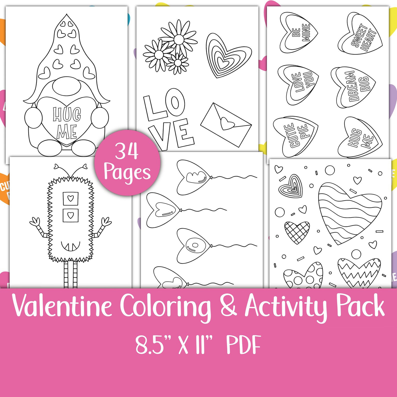 Valentine's Day Coloring and Activities for Kids, Printable Classroom ...