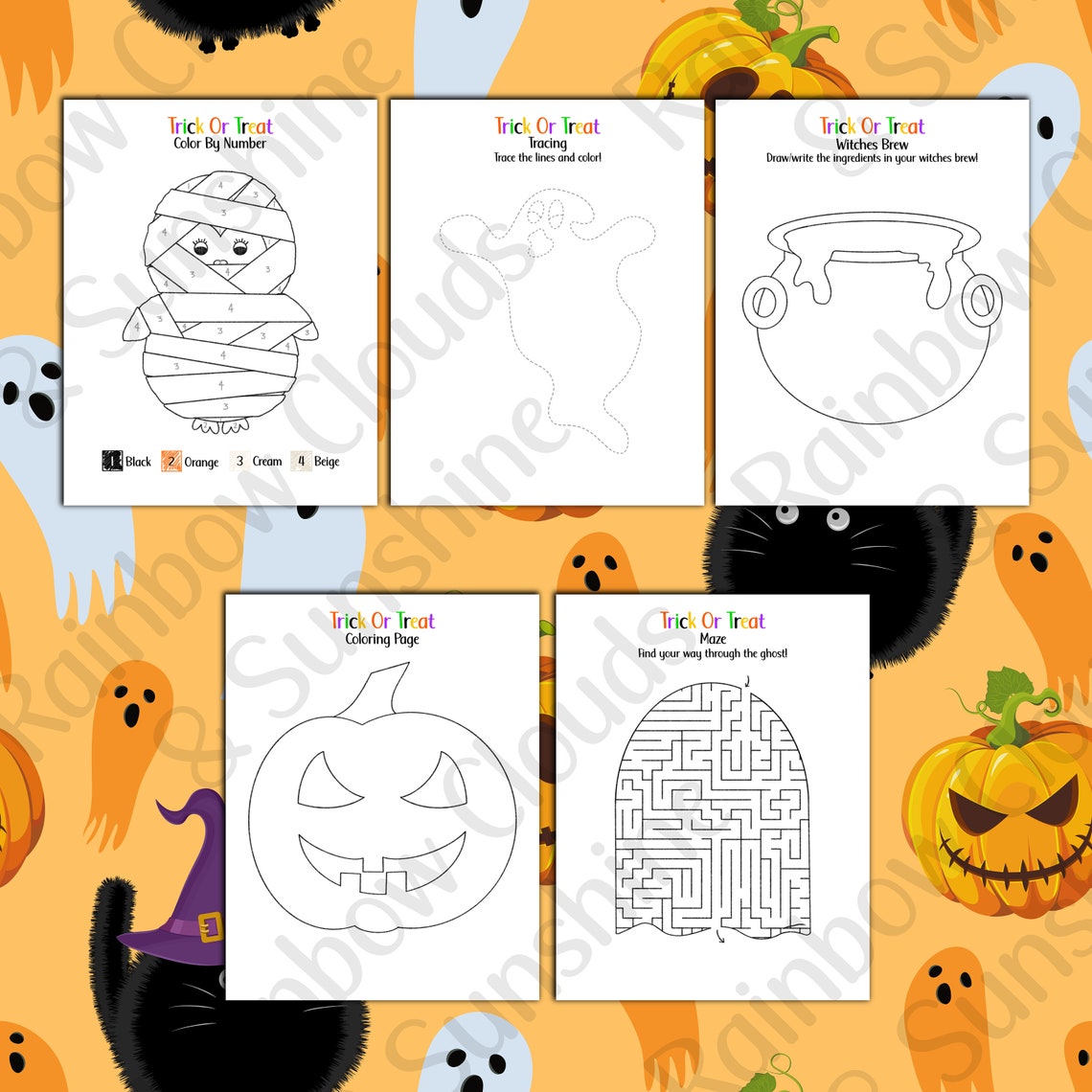 Halloween Coloring and Activity Pack for Kids Halloween Printable PDF ...