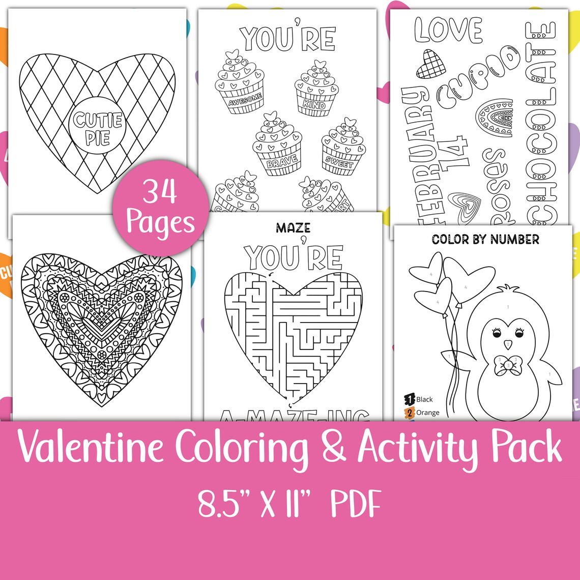 Valentine's Day Coloring and Activities for Kids, Printable Classroom ...