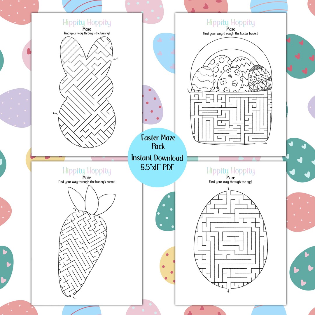 Easter Maze Pack for Kids, PDF Printable Spring Easter Activities for ...