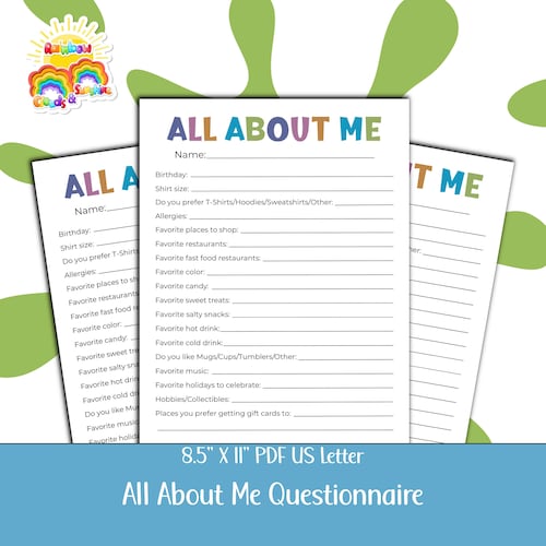 Favorites Survey Printable Questionnaire My Favorite - Etsy