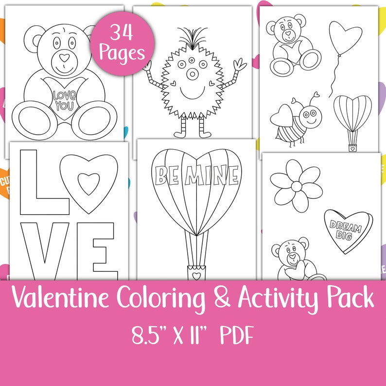 Valentine's Day Coloring and Activities for Kids, Printable Classroom ...