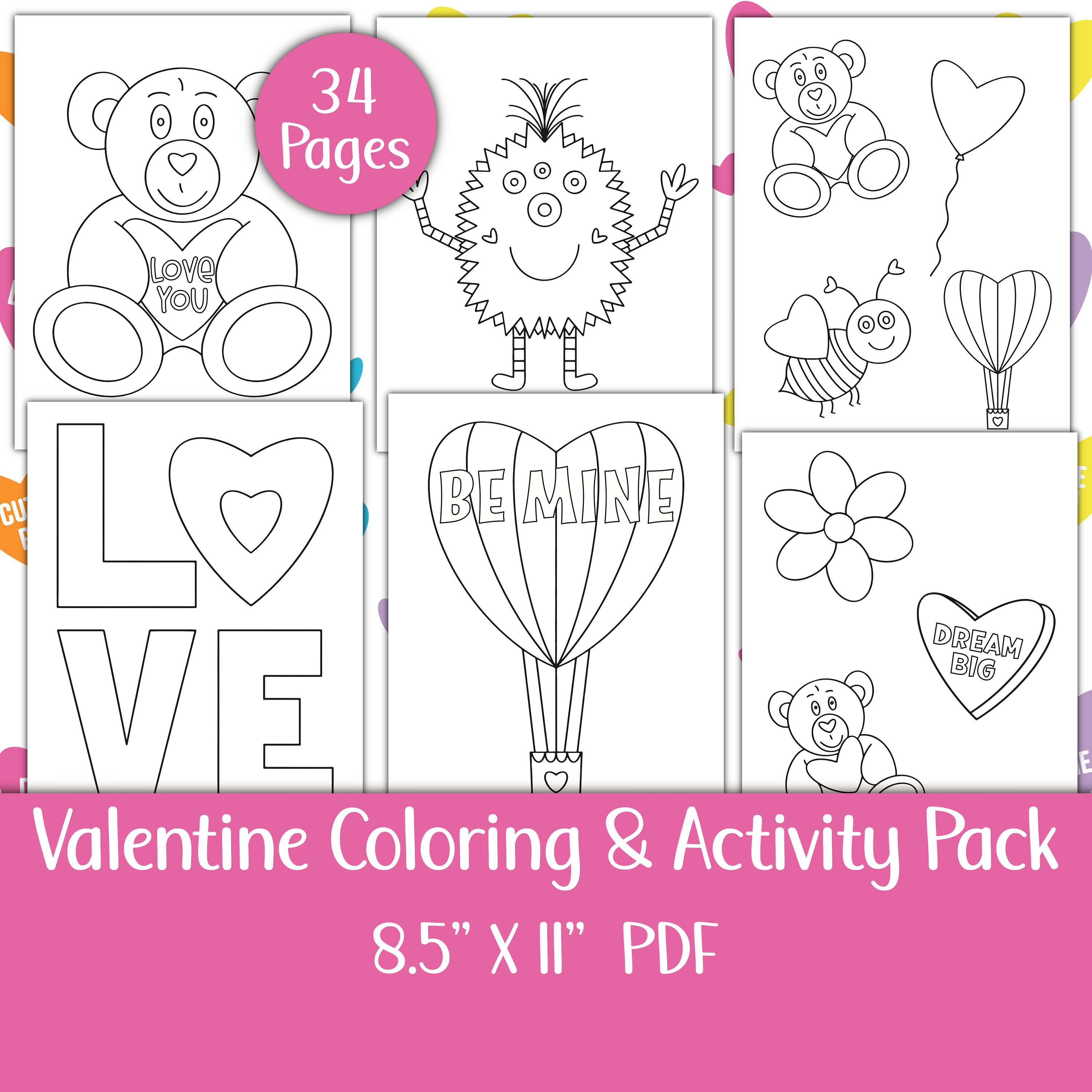 Valentine's Day Coloring and Activities for Kids, Printable Classroom ...