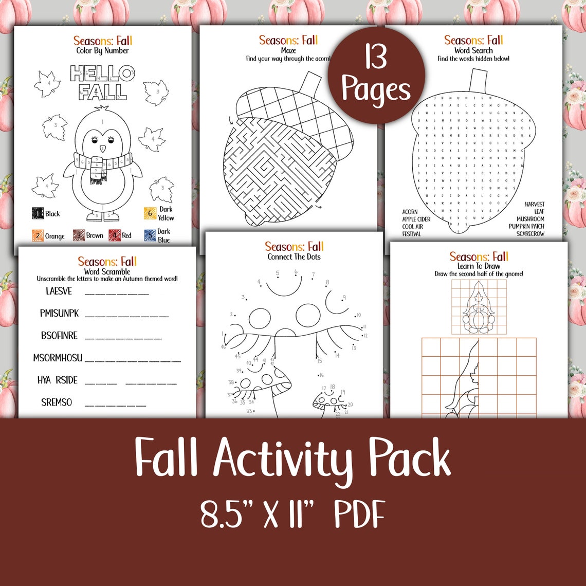 Fall Activity Pack for Kids Printable Activities for Kids - Etsy