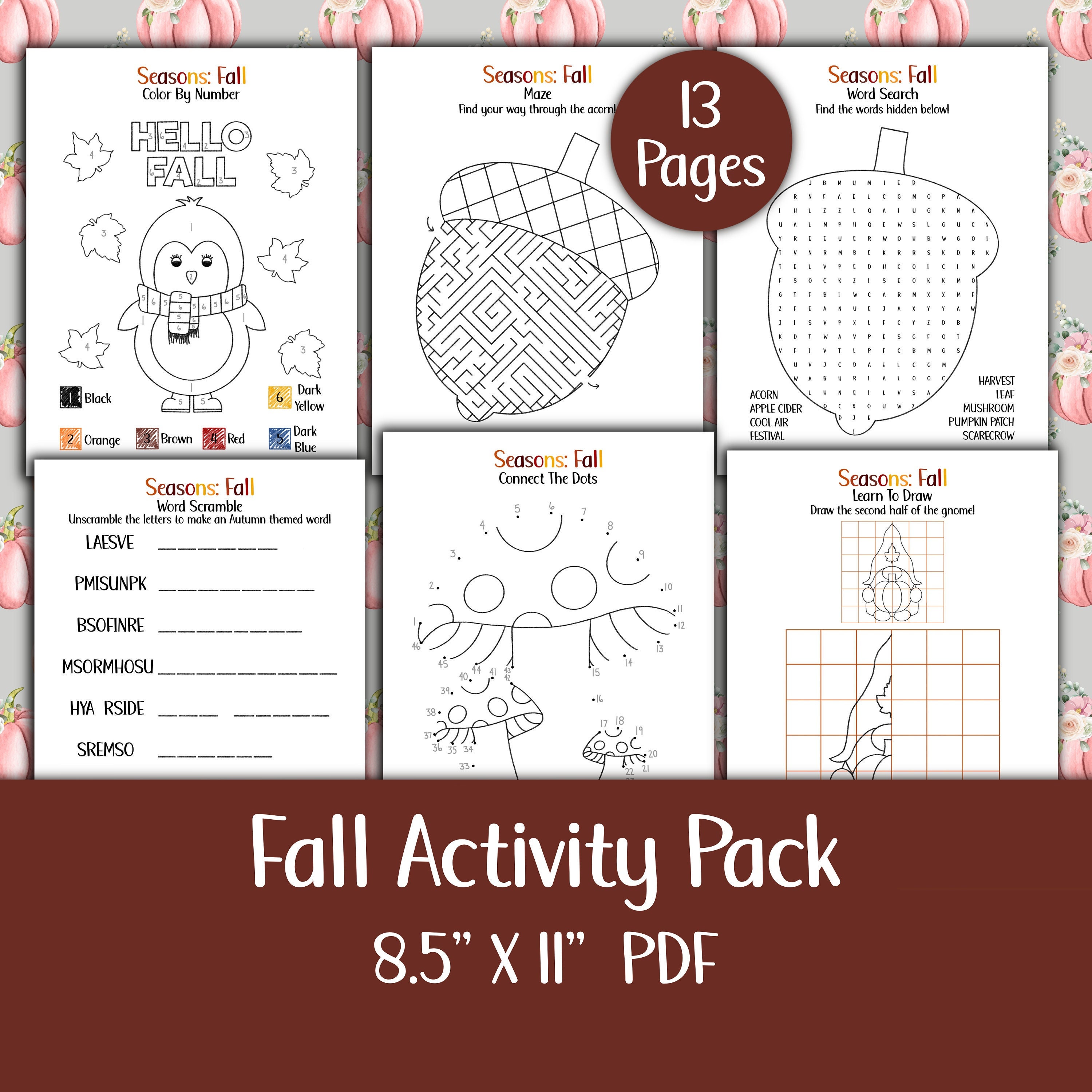 Fall Activity Pack for Kids Printable Activities for Kids - Etsy