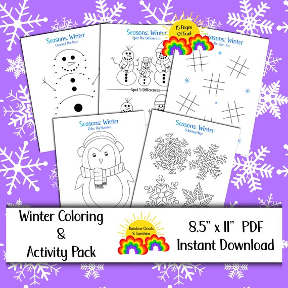 Winter Coloring and Activity Pack for Kids Kids Coloring - Etsy
