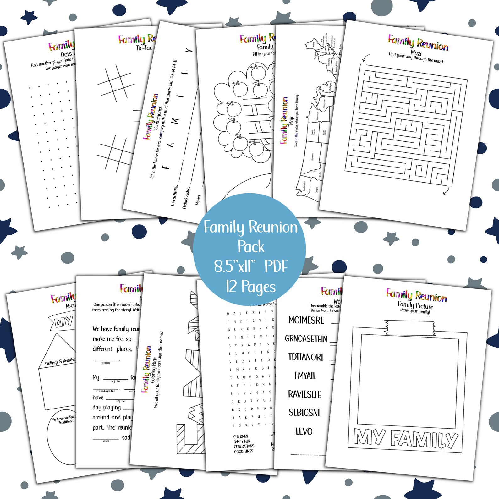 Family Reunion Activity and Coloring Pack for Kids About My - Etsy