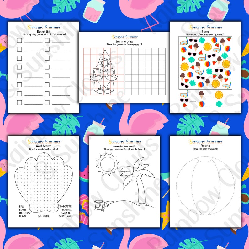 Summer Coloring and Activity Pack for Kids, Kids Digital Coloring Pages ...