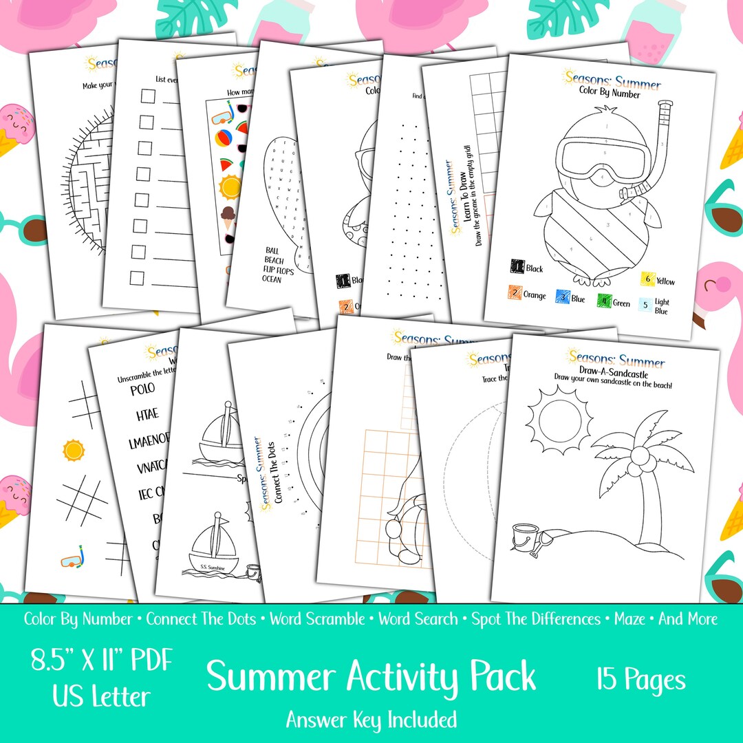 Summer Activity Pack for Kids, Printable Summer Activities for Kids ...