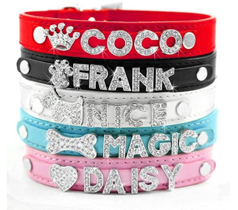Bling Personalized Dog Cat Pet Adjustable Collar Customized Name Tag ...