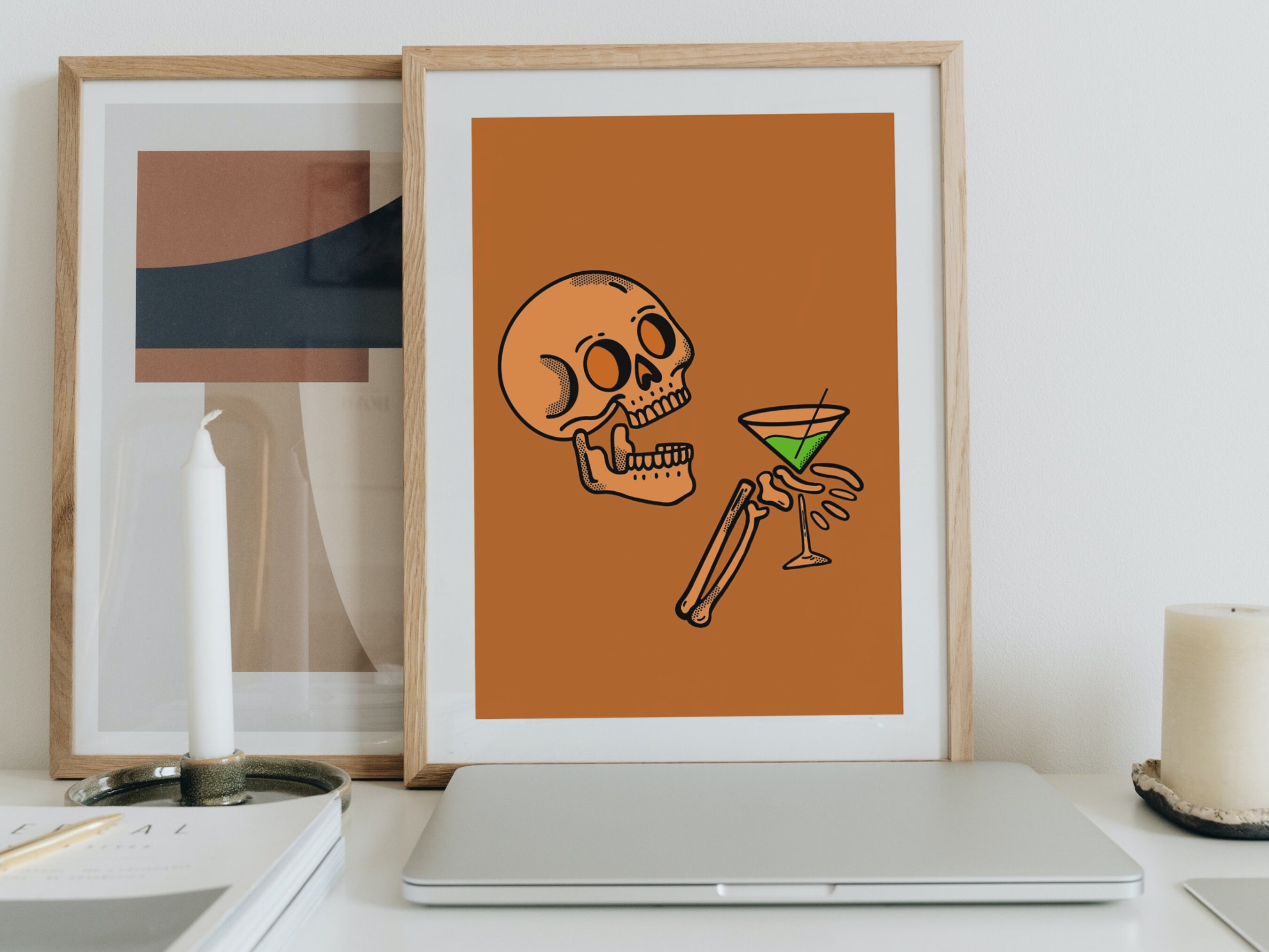 Skeleton Bar Cart Print, Bar Cart/bar Trolley Decor, Halloween Skeleton ...