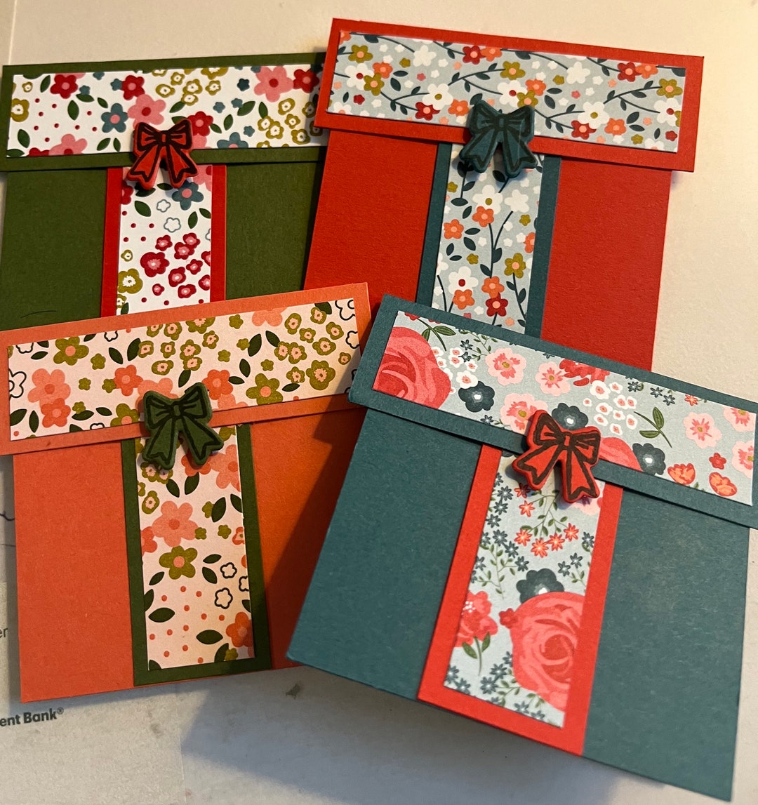 Set of 4 Small Gift Cards, Present Cards, Floral Cards, Unique Cards - Etsy