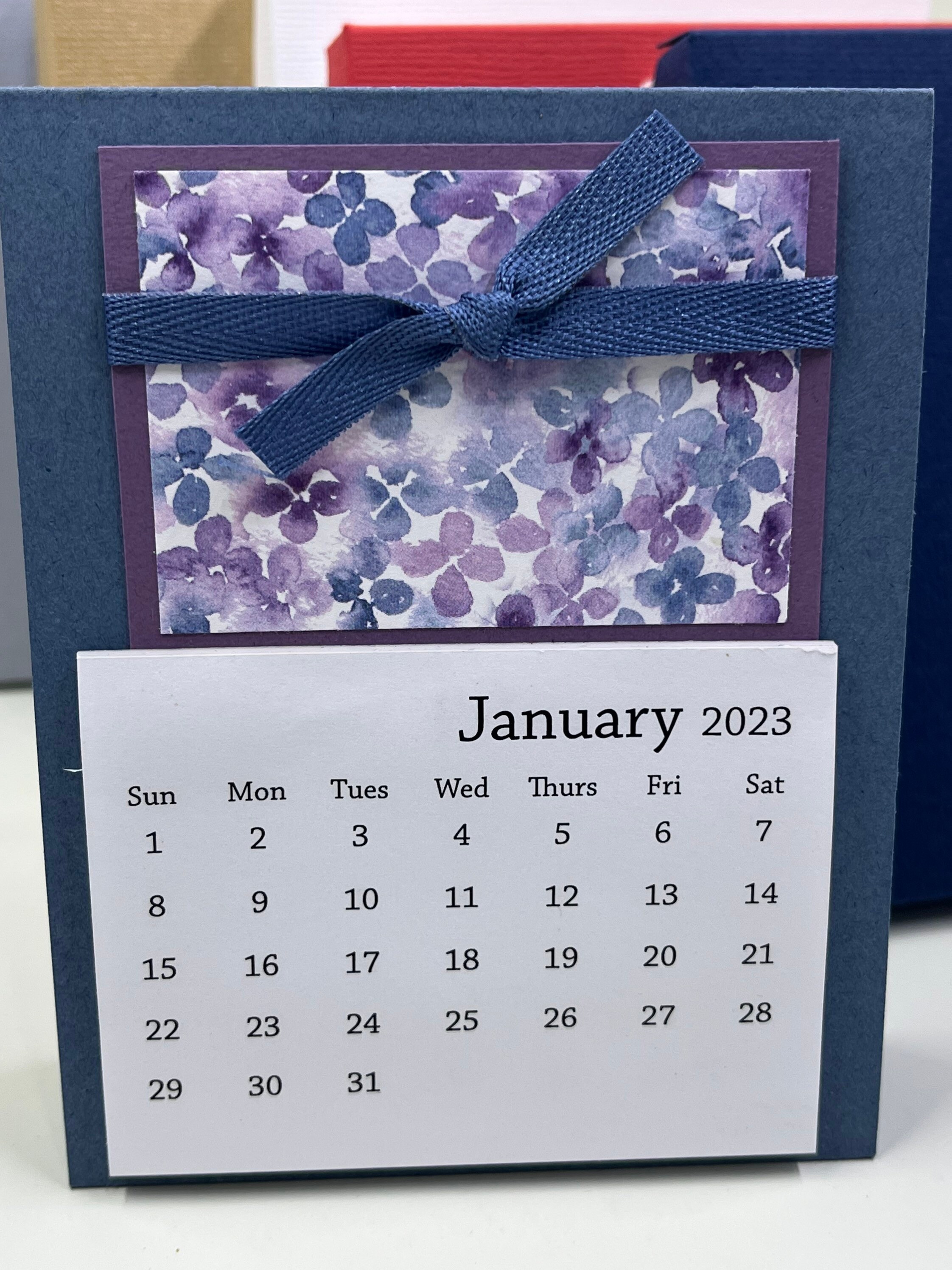 Set of 2 2025 Handmade Stand up Mini Desk Easel Calendars With Gift Box ...