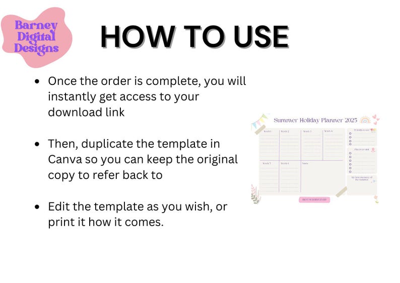 Kids Summer Holiday Planner Printable – Editable Canva Template ...