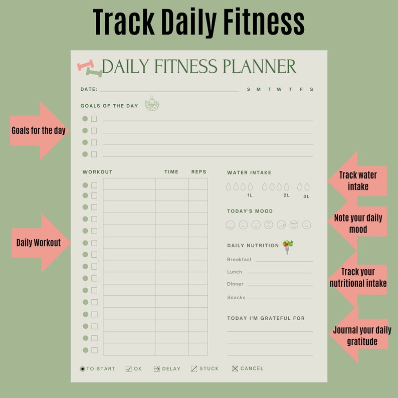 Fitness Planner Printable | Wellness Planner PDF | Exercise Log| Meal ...