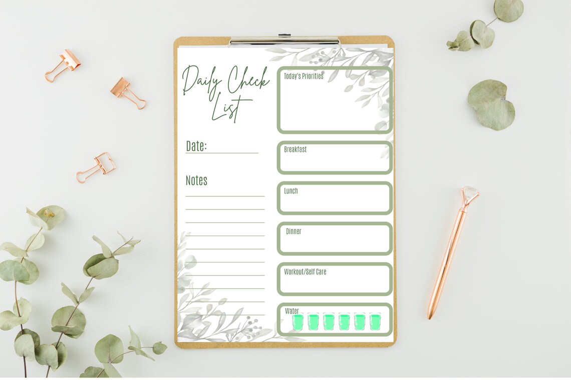 Daily Check List Checklist Printable Digital Download Health Self Care ...