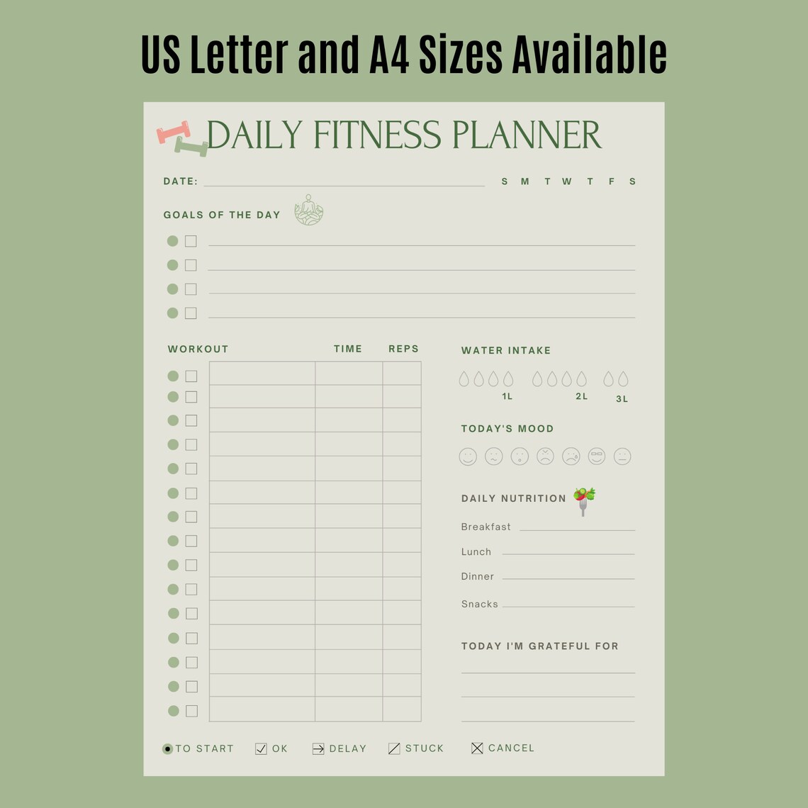 Fitness Planner Printable | Wellness Planner PDF | Exercise Log| Meal ...
