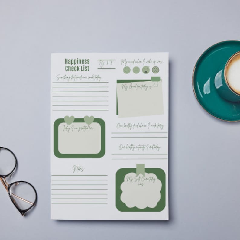 Daily Happiness Checklist Tracker Planner Printable PDF - Etsy