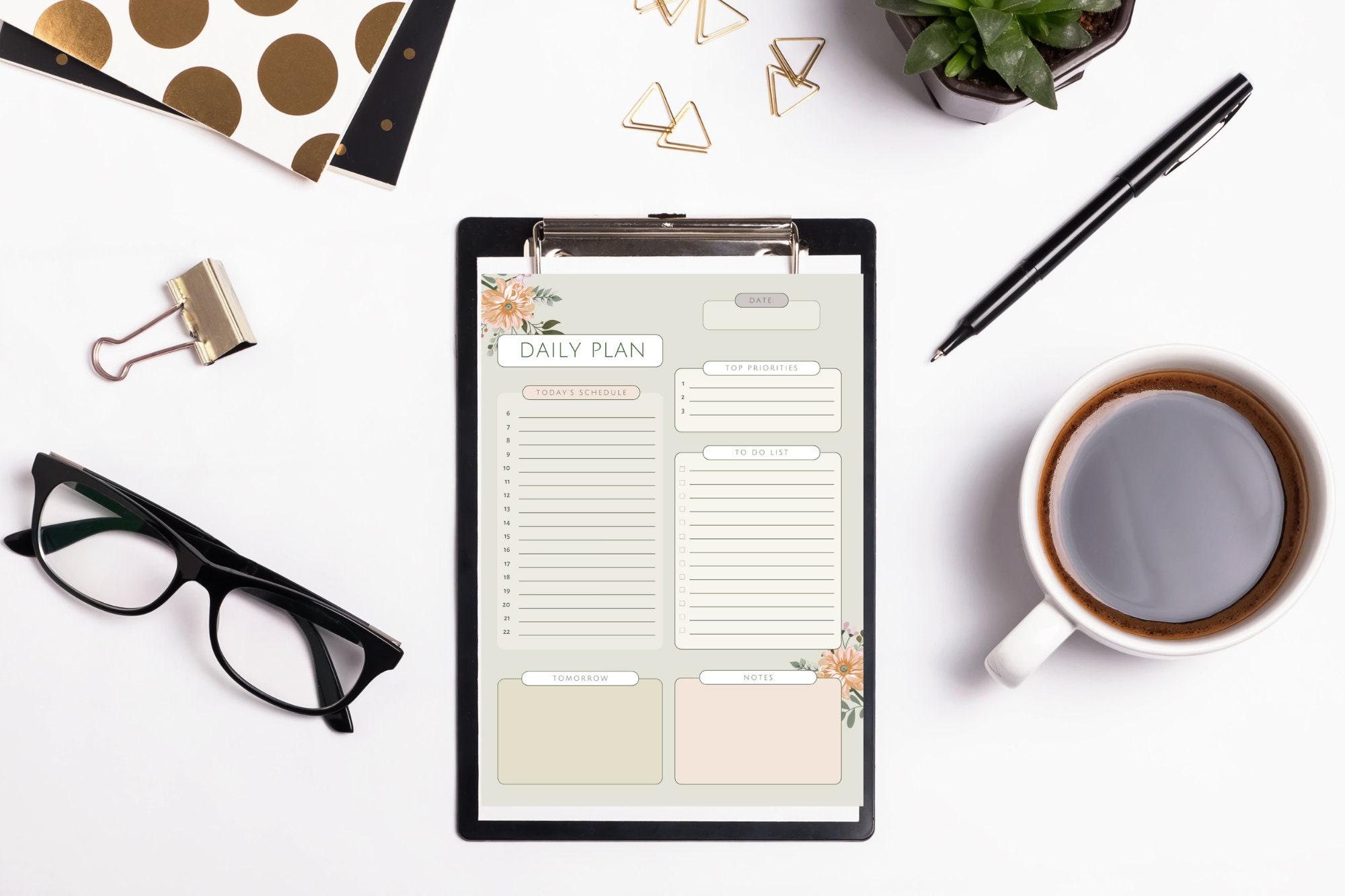 Daily Planner Note Printable Digital Download Insert Tracker Checklist ...