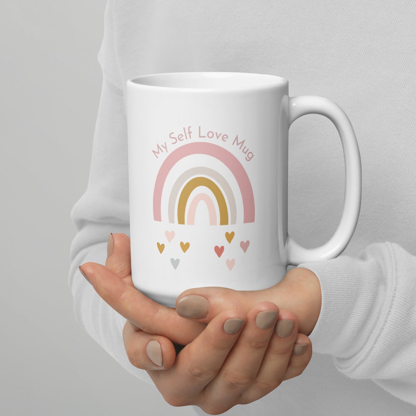 Self Love Mug, Self Care, Affirmations, Positive Quotes, Rainbow ...