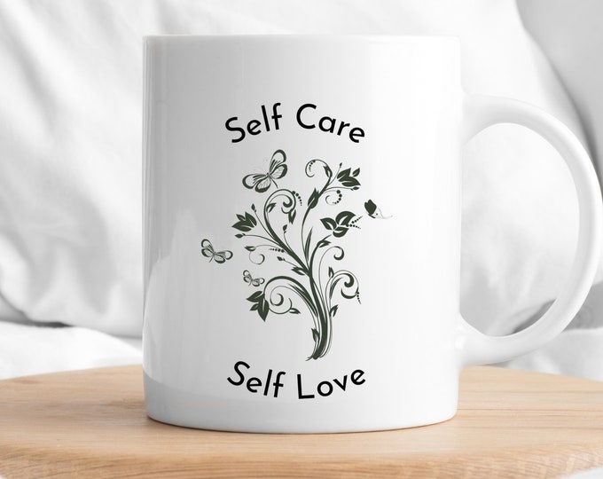 Self Love Mug, Self Care, Affirmations, Positive Quotes, Rainbow ...