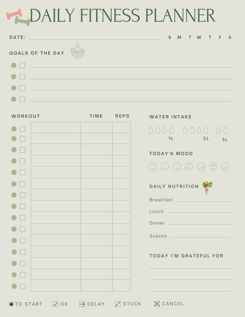 Fitness Planner Printable | Wellness Planner PDF | Exercise Log| Meal ...