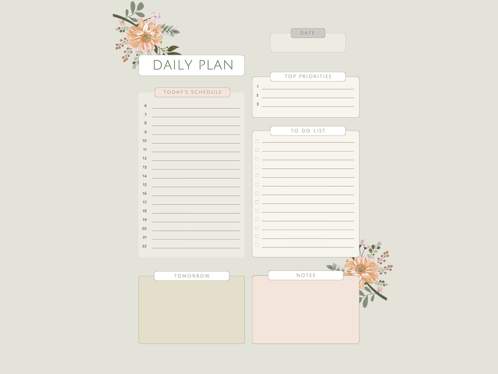 Daily Planner Note Printable Digital Download Insert Tracker Checklist ...